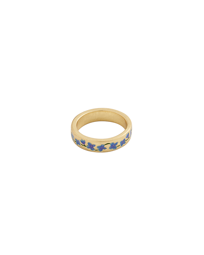 Delicate Forget Me Not Enamel Gold Band Ring | Fable England – Fable ...