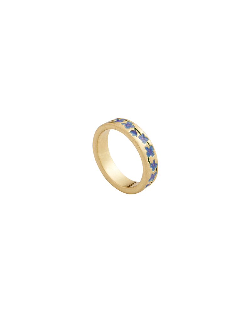Delicate Forget Me Not Enamel Gold Band Ring | Fable England – Fable ...