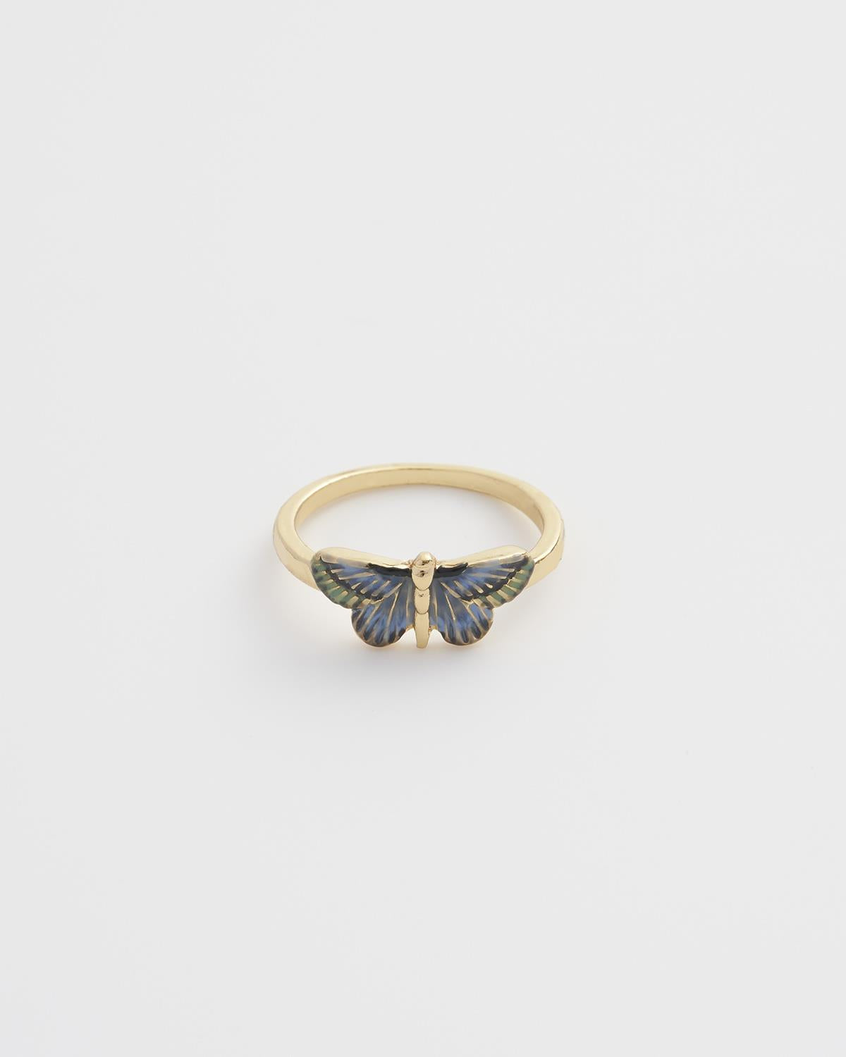 Deco Butterfly Blue Ring – Fable England UK