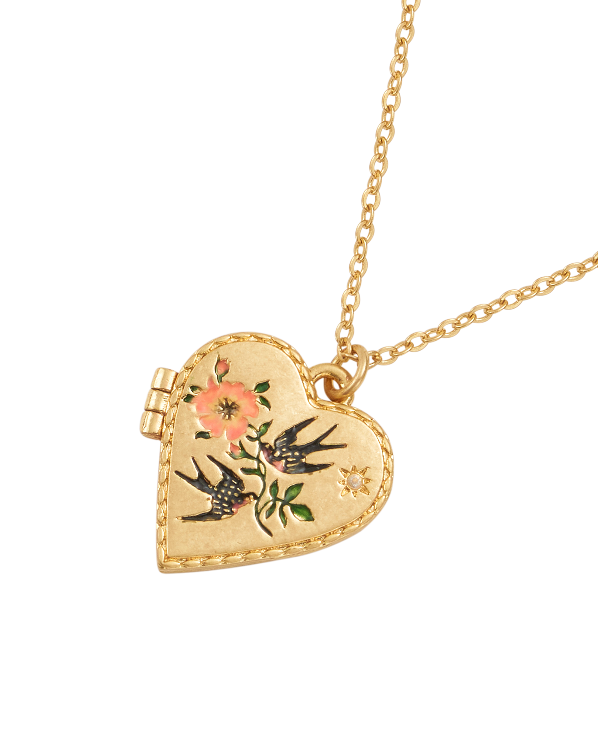 Swallow Heart Locket Chain Necklace – Fable England UK