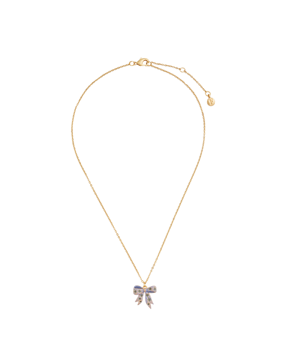 Gold Forget Me Not Bow Pendant Necklace | Fable England