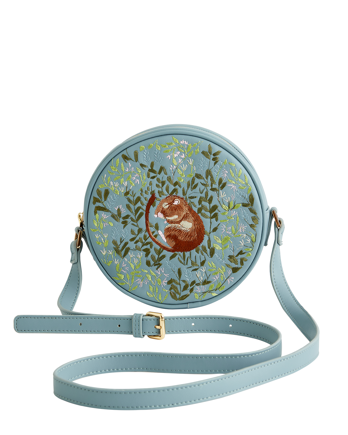 Chloe Circle Bag Embroidered Dormouse Blue | Fable England