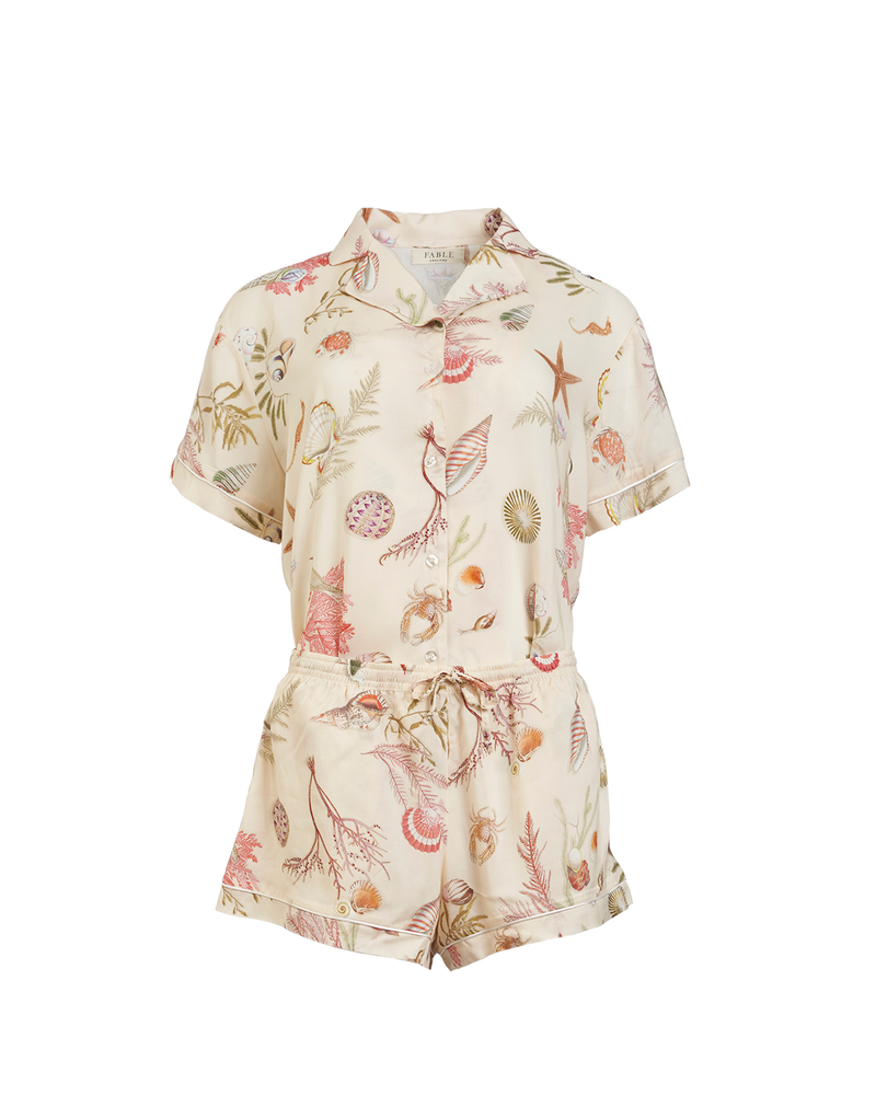 Whispering Sands Lotus Pink Print Short Pyjamas | Fable England – Fable ...