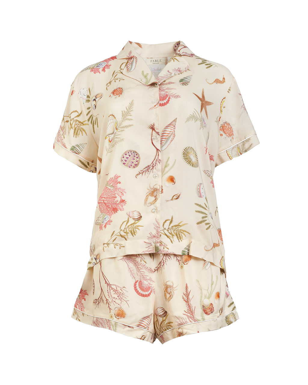 Whispering Sands Lotus Pink Print Short Pyjamas | Fable England – Fable ...
