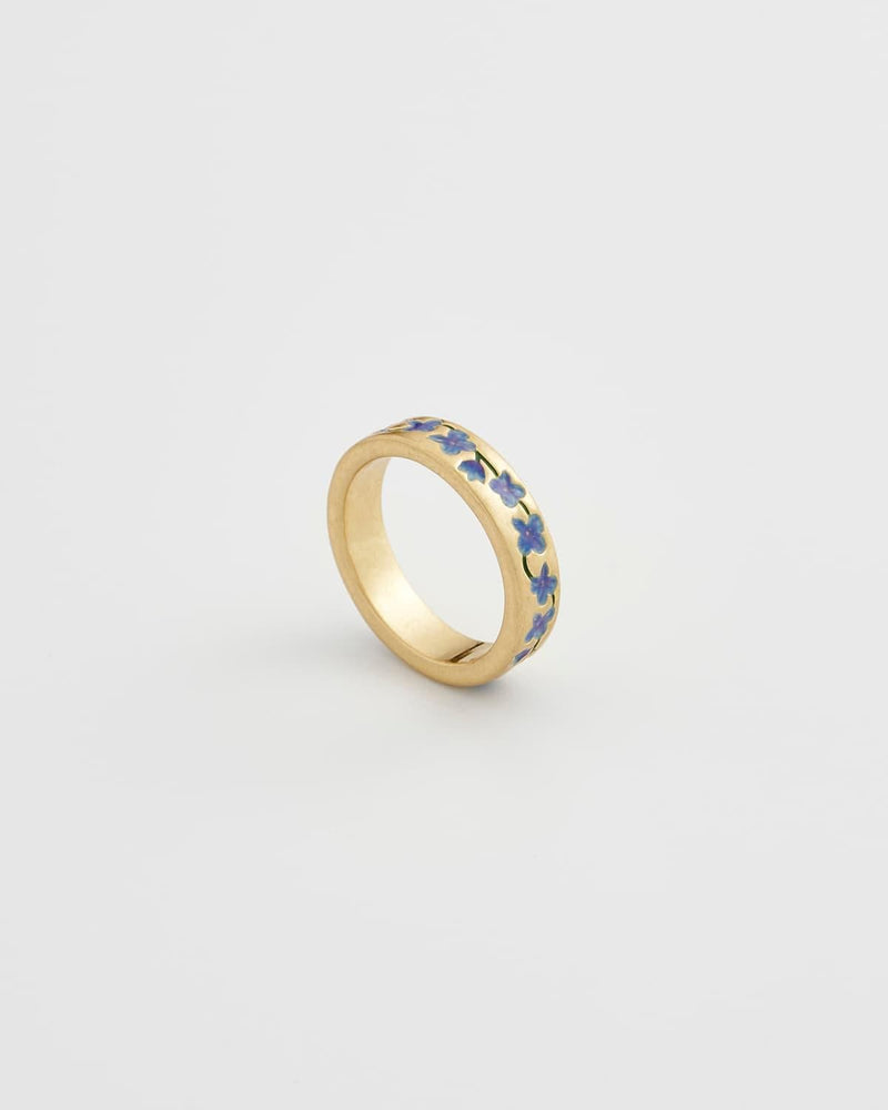 Delicate Forget Me Not Enamel Gold Band Ring | Fable England – Fable ...
