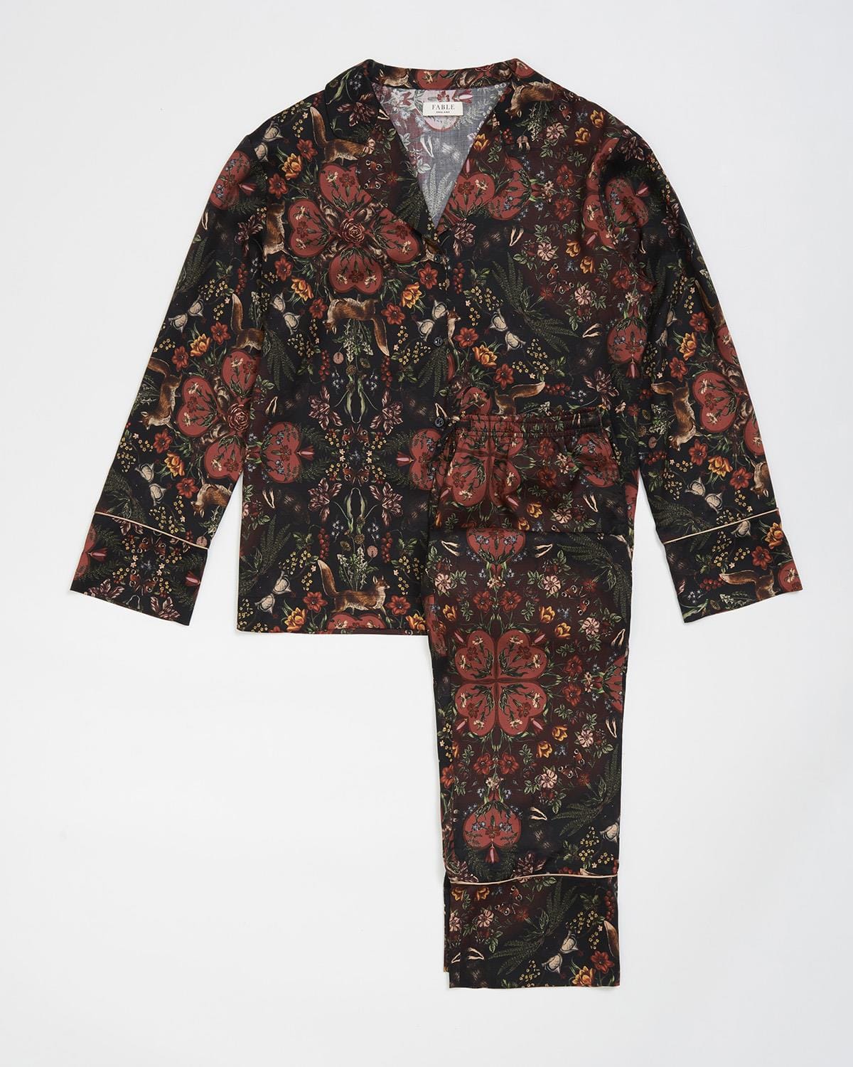 Folksy Fox Pyjamas Black – Fable England UK