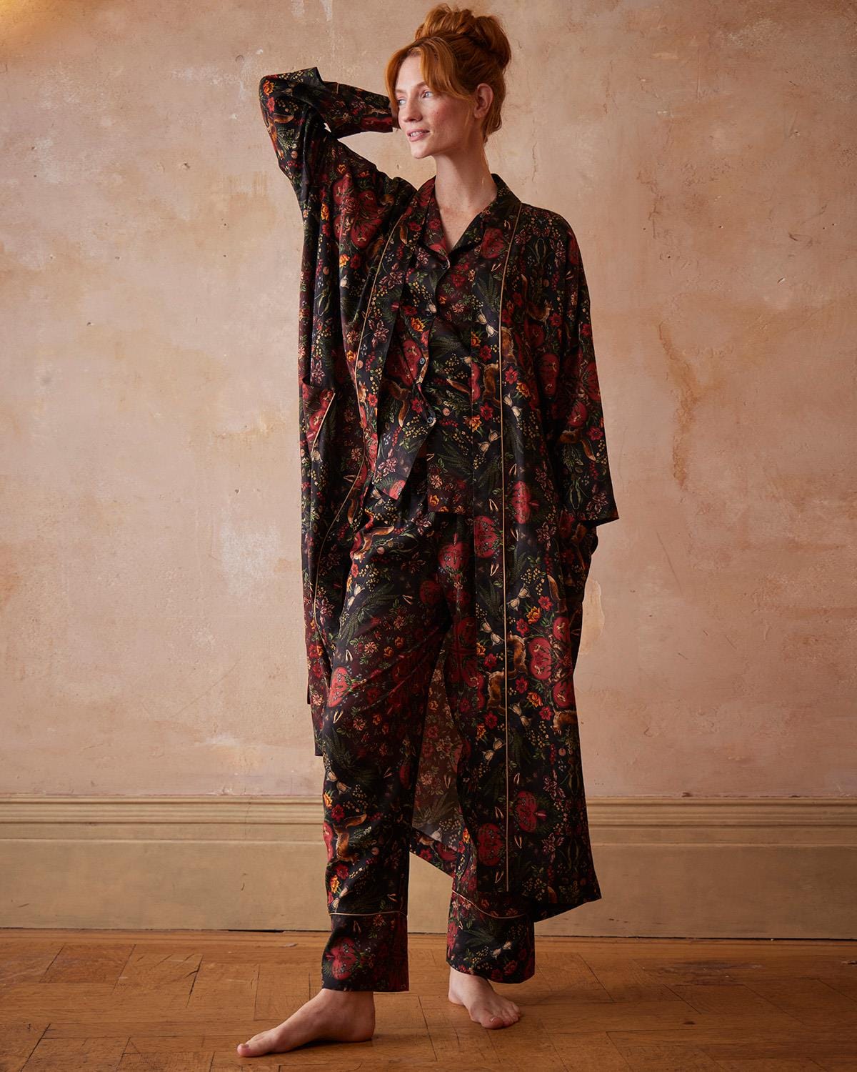 Folksy Fox Pyjamas Black – Fable England UK